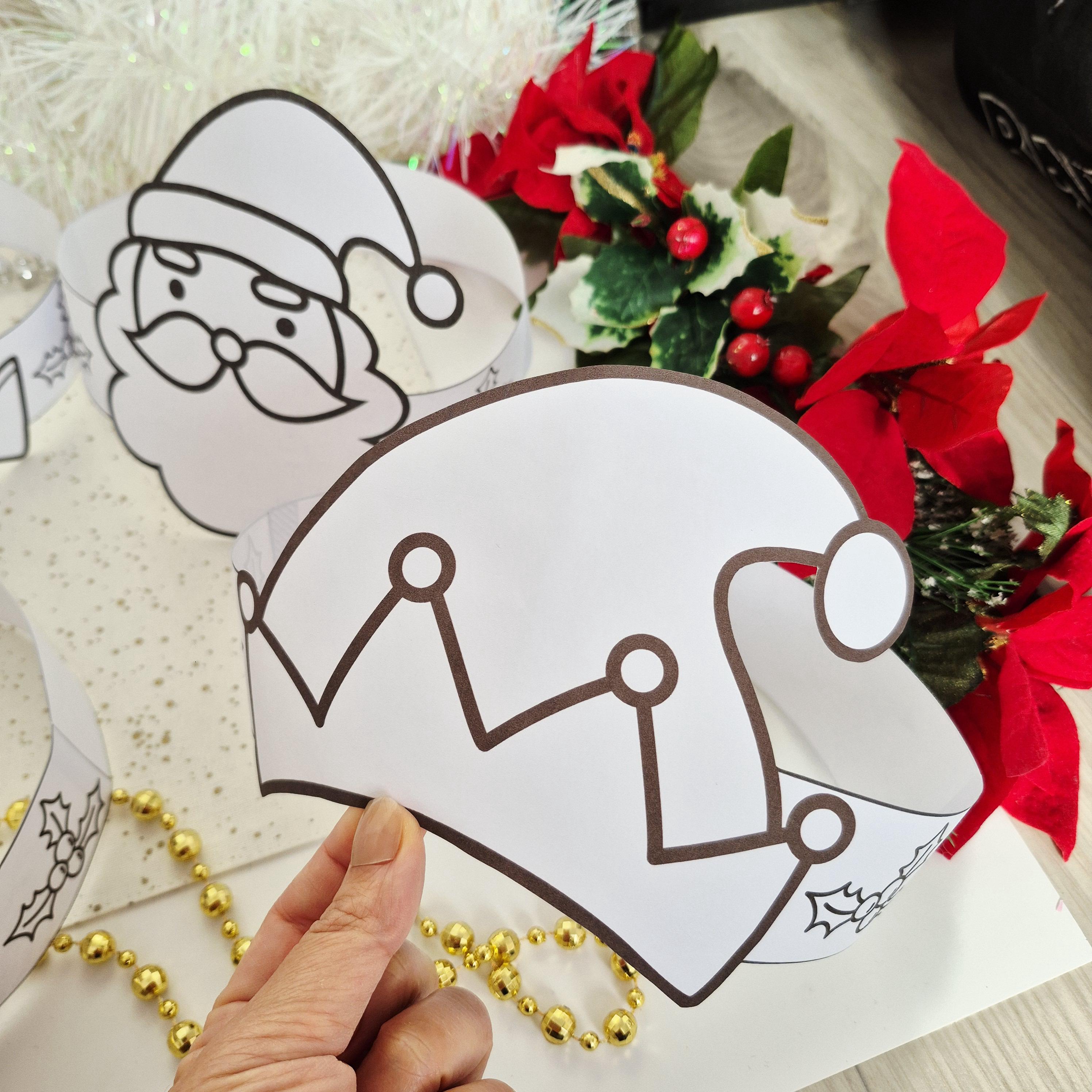 Christmas Paper Crown Printable Craft for Kids, DIY Holiday Coloring ...