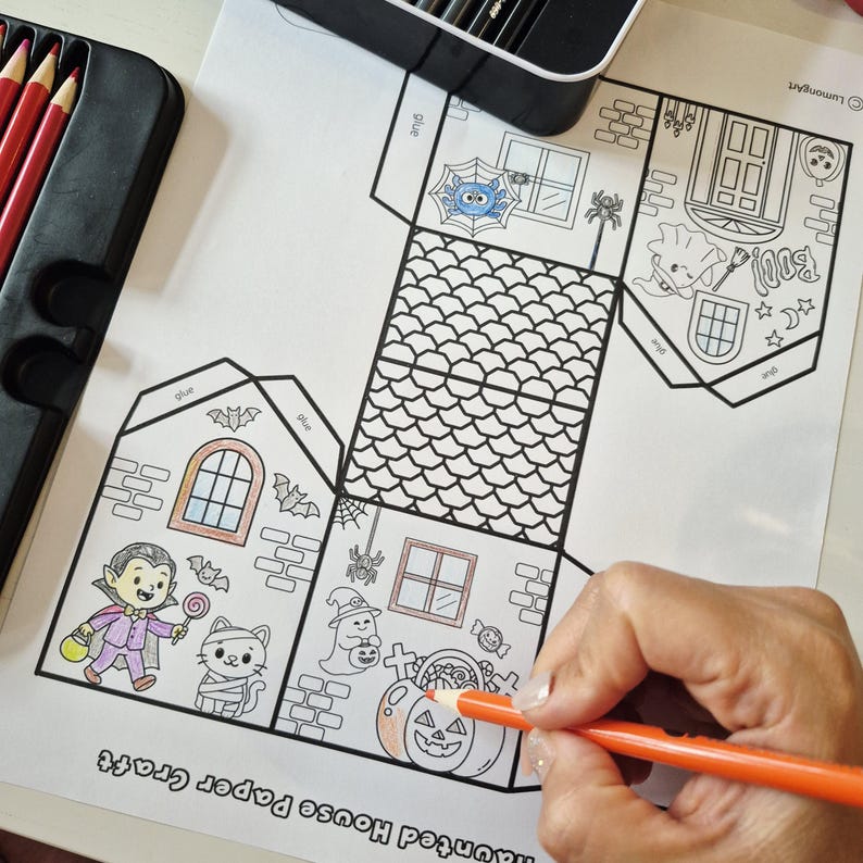 Haunted House Paper Craft Printable, Fun 3D Halloween Activity for Kids ...