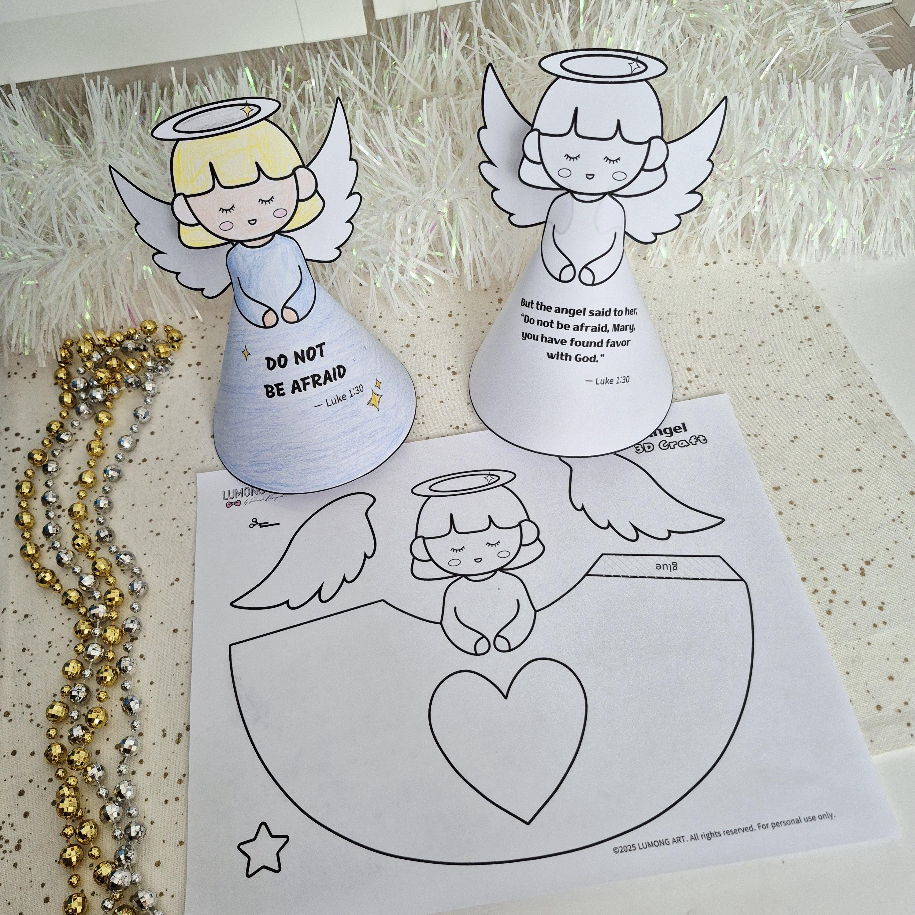 Printable Christmas Angel Craft Bible Verse, 3D Cone Angel Template for ...