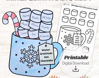 Winter Gratitude Craft for Kids | Printable Hot Chocolate Activity ...