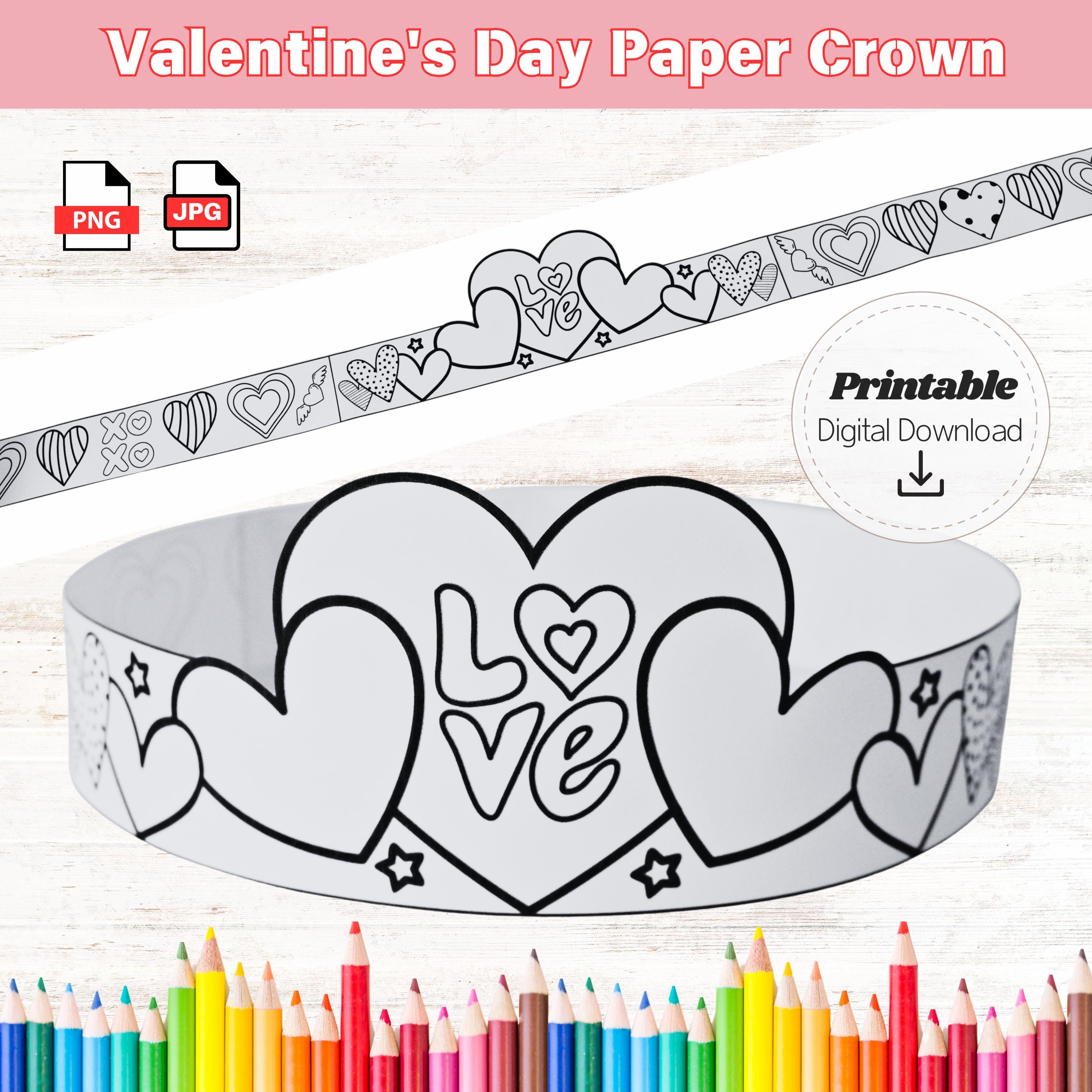 Valentine's Day Crown Printable Valentines Kids Craft Activity, Love ...