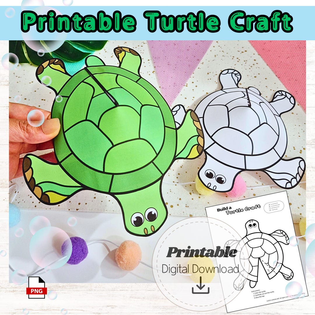 Printable Turtle Craft for Kids | 3D Paper Turtle Cut and Paste ...