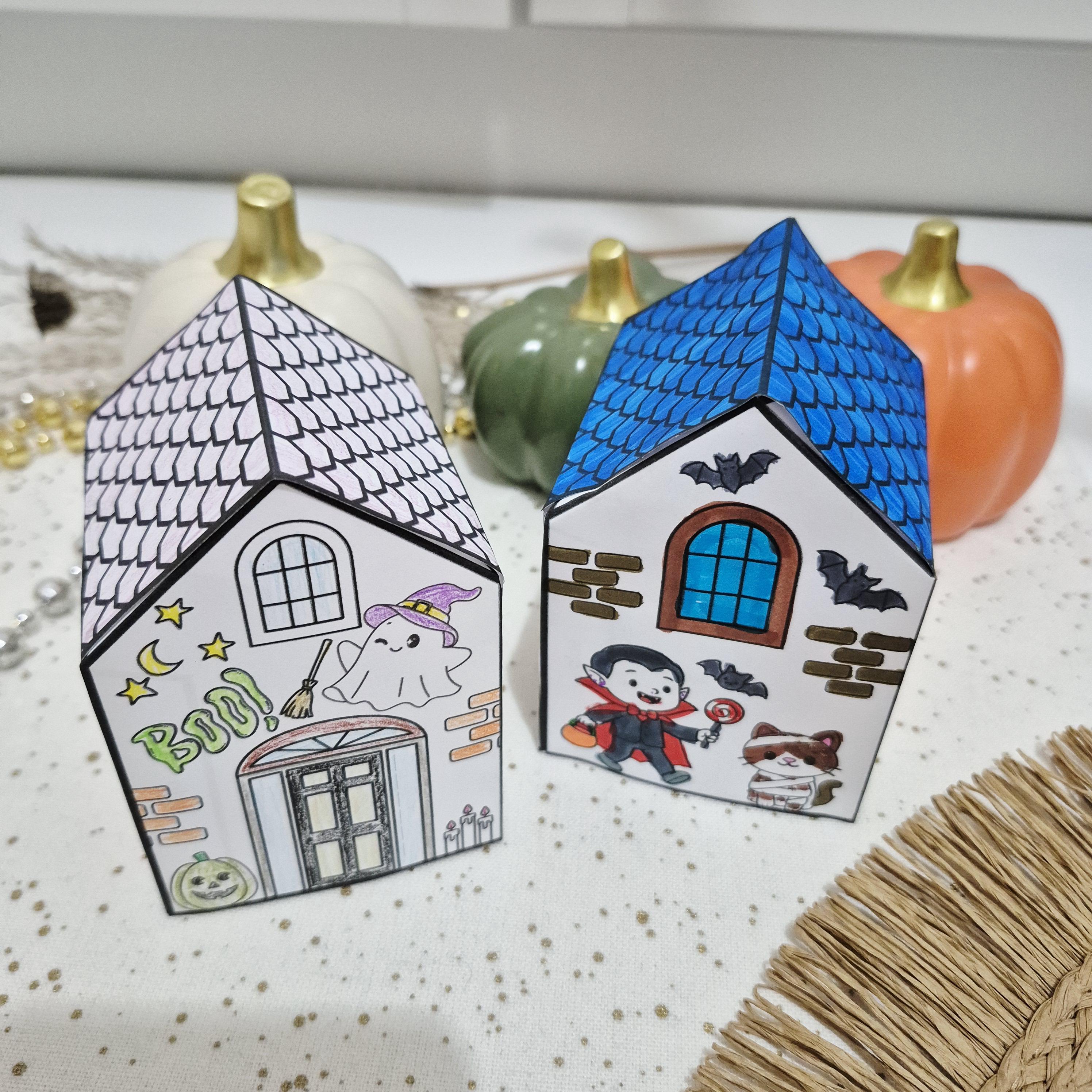 Haunted House Paper Craft Printable, Fun 3D Halloween Activity for Kids ...