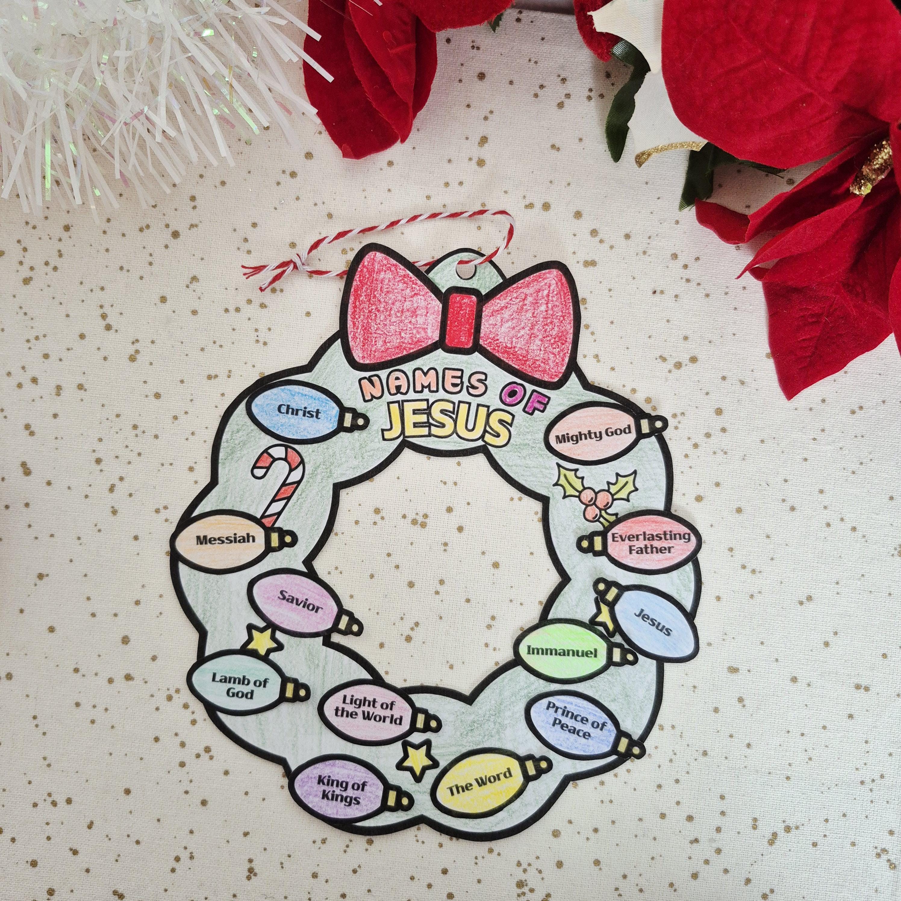 Names of Jesus Wreath Craft | Christmas Bible Printable for Kids ...