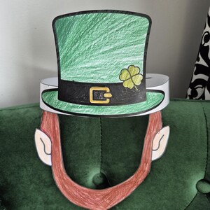 Printable Leprechaun Hat & Beard Mask DIY St. Patrick's Day Kids Craft ...