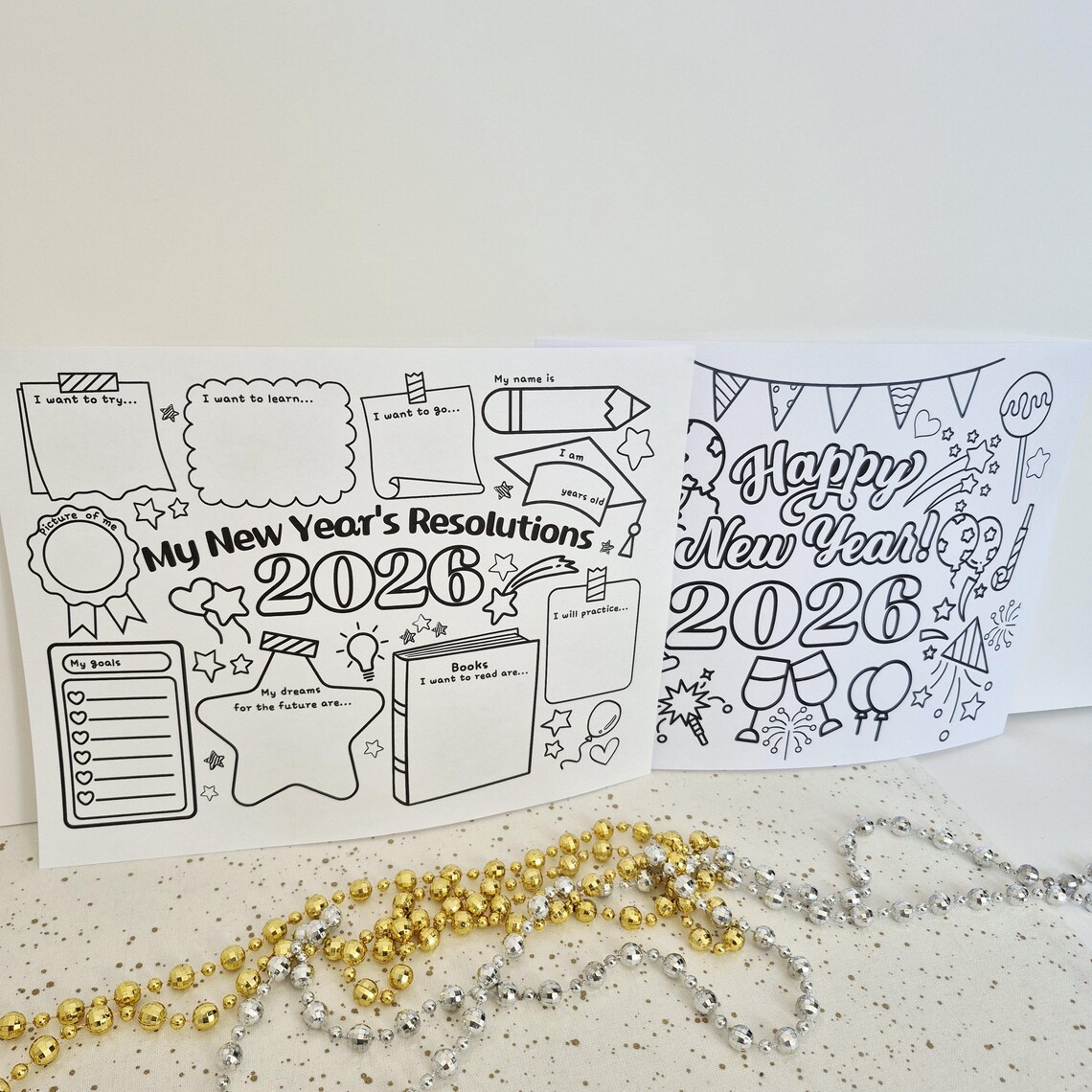 2026 Kids New Year Resolution Worksheet Printable Fun and Educational ...