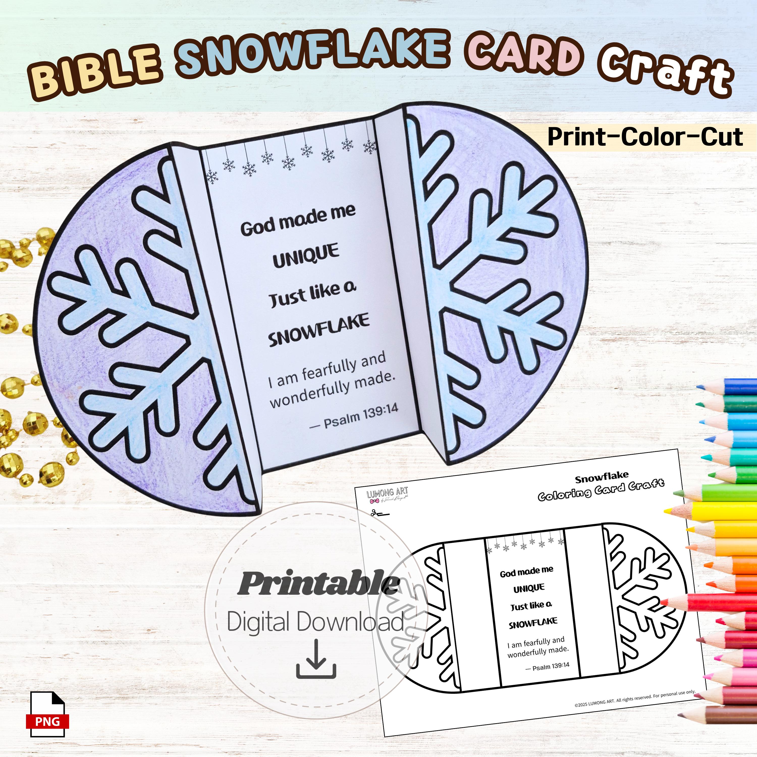Bible Snowflake Card Craft, Psalm 139:14 Printable, God Made Me Unique ...