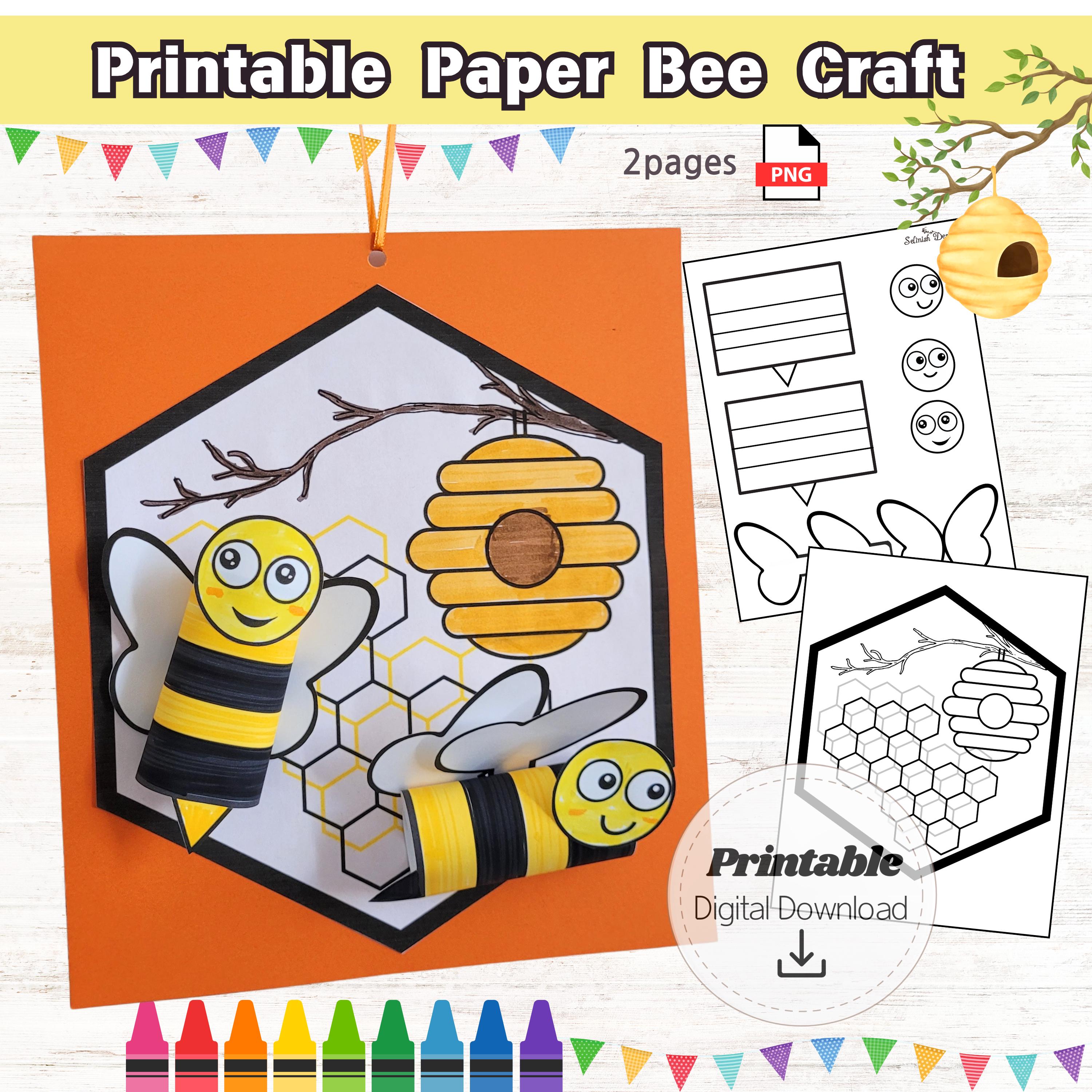 Bee Craft for Kids Printable 3D Paper Bee Activity Honeycomb Craft ...