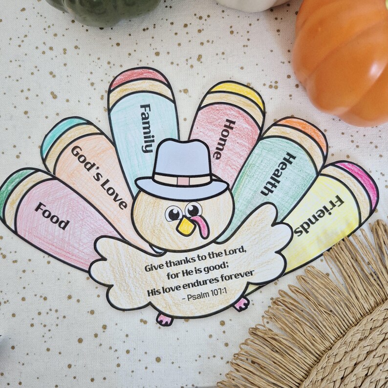 Thanksgiving Bible Craft for Kids, Thankful Turkey Coloring, Sunday ...