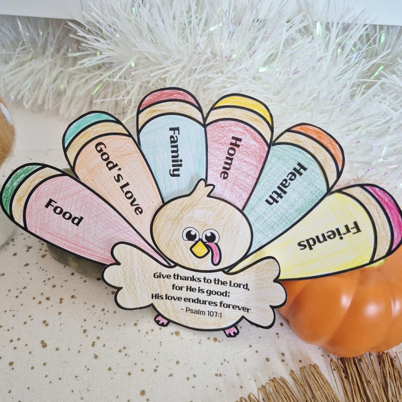Thanksgiving Bible Craft for Kids, Thankful Turkey Coloring, Sunday ...
