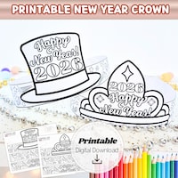 Happy New Year 2026 Crown, New Years Party Paper Crown Craft, Paper Hat ...