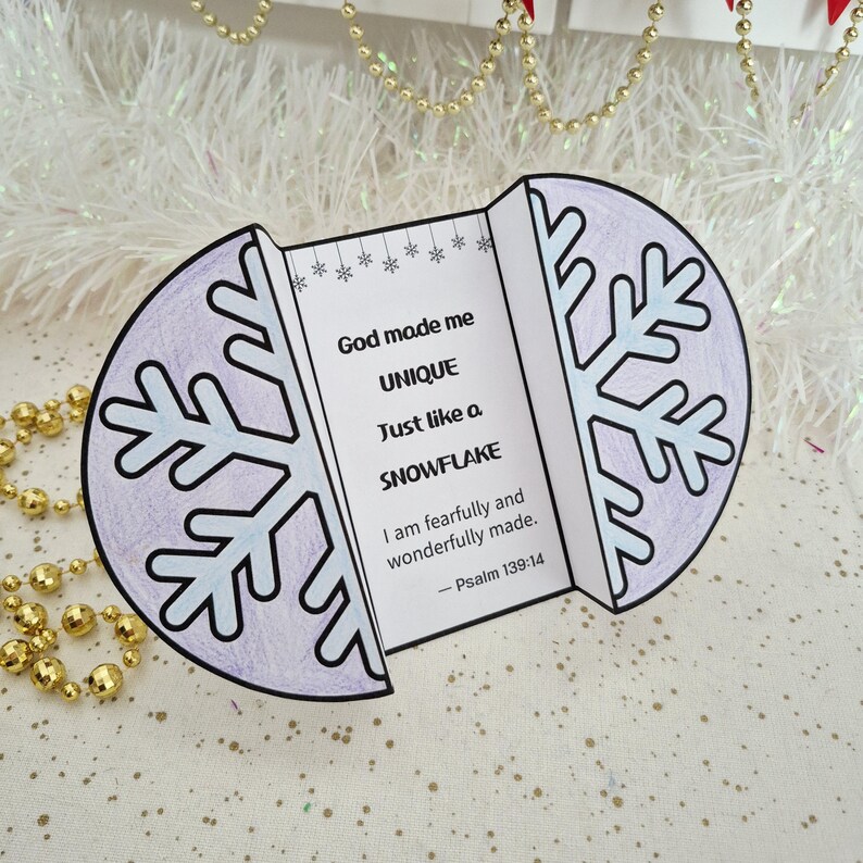 Bible Snowflake Card Craft, Psalm 139:14 Printable, God Made Me Unique ...