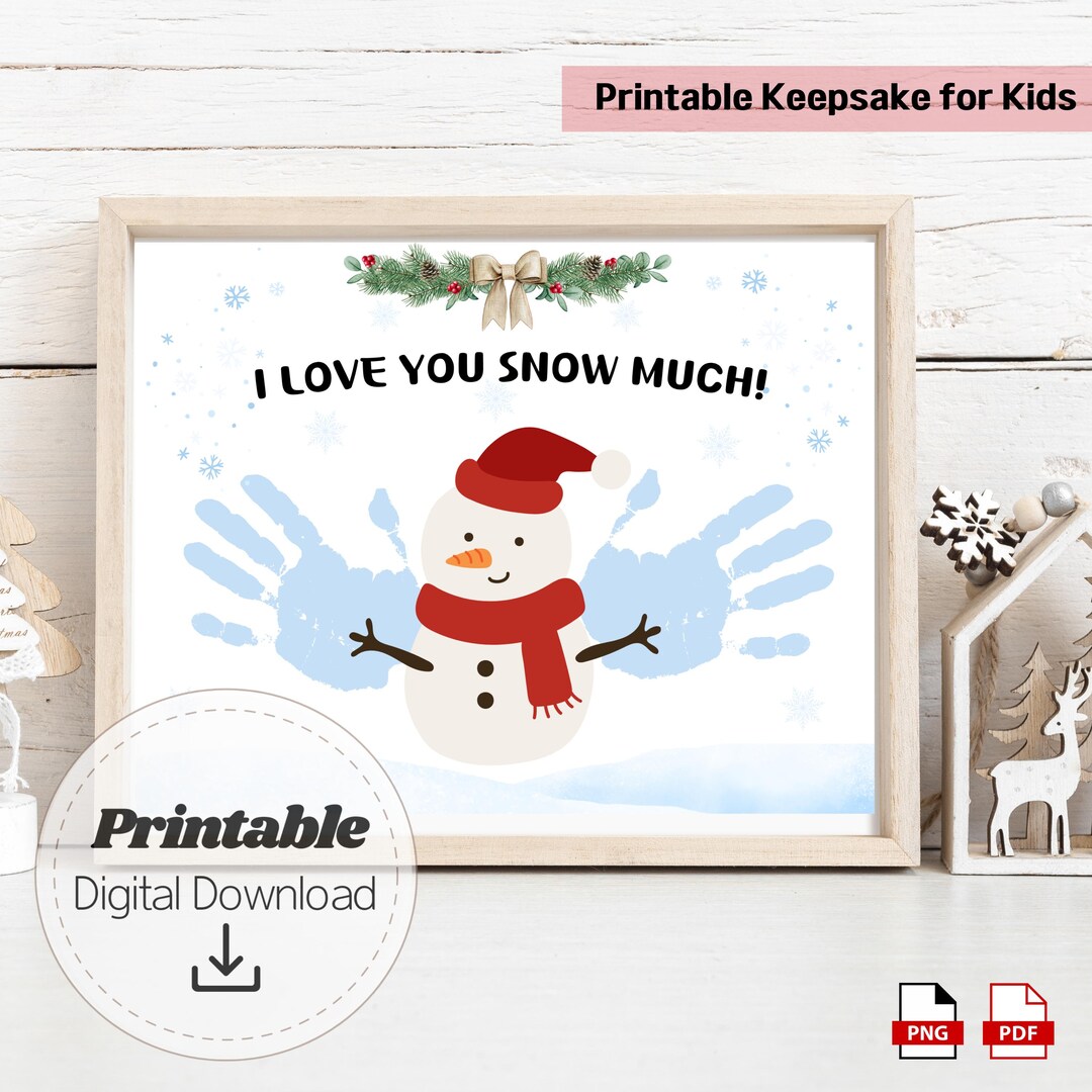 Snowman Handprint Craft Printable | I Love You Snow Much Winter ...