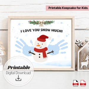 Snowman Handprint Craft Printable | I Love You Snow Much Winter ...