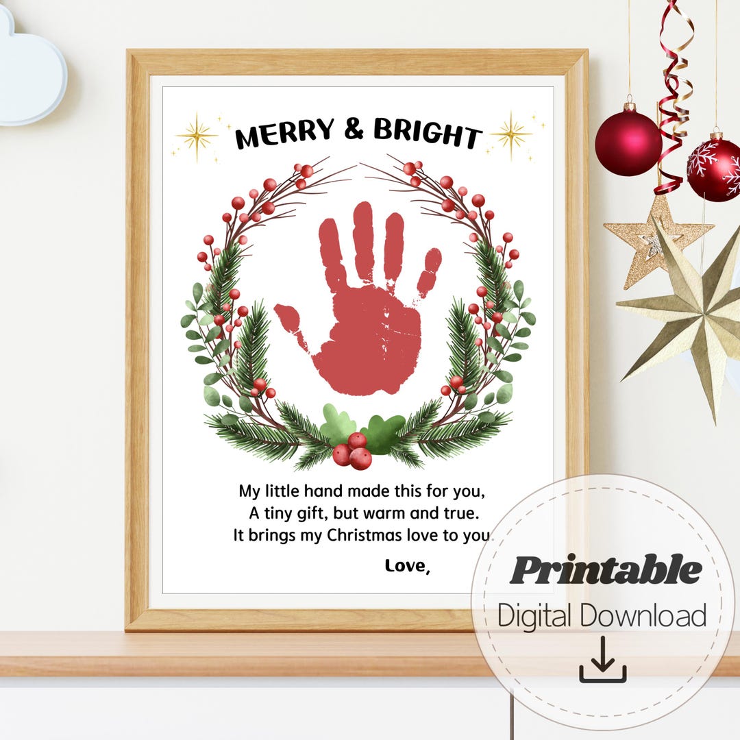 Christmas Handprint Poem Craft | Merry and Bright Keepsake Printable ...
