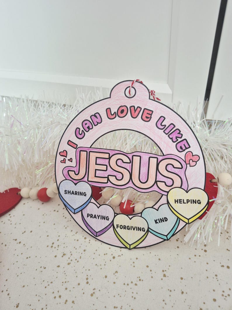 Love Like Jesus Valentine Wreath Craft for Kids, Sunday School Bible ...