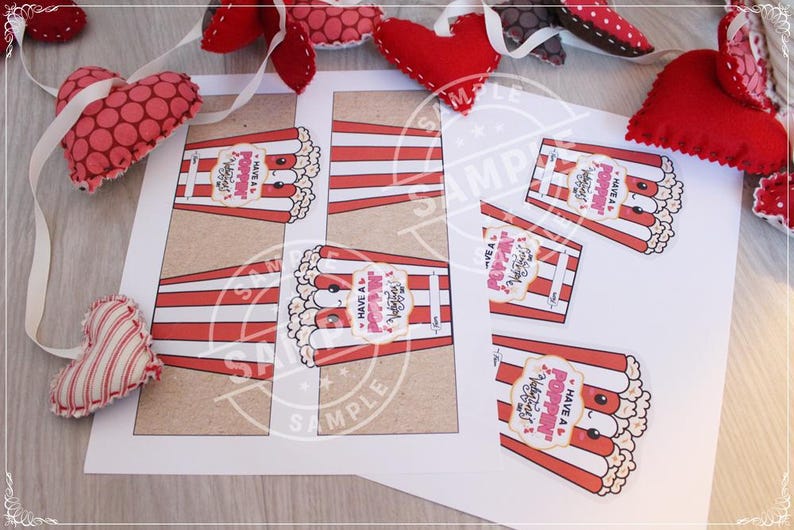 Have a Poppin' Valentine's Day Popcorn Wrapper & Tags, Kids Valentine ...