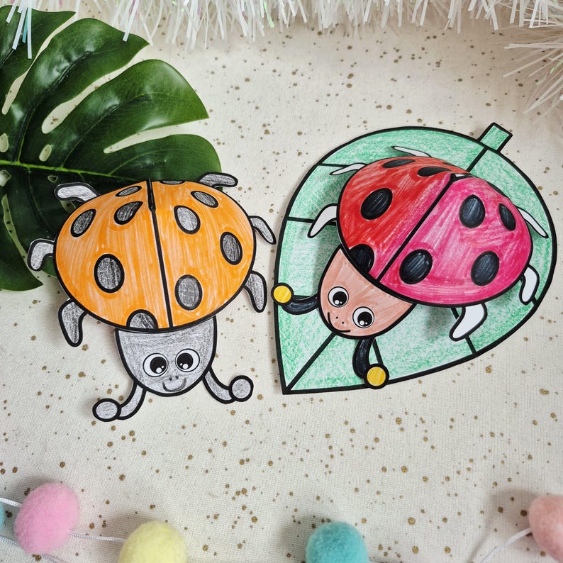 3D Ladybug Paper Craft for Kids, Printable Spring Insect Activity, Cut ...