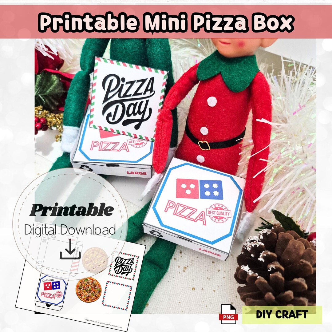 Buy Printable Elf Pizza Box & Pizza Day Sign | Miniature Pizza Scene ...