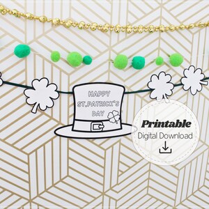 St Patrick's Day Craft Printable DIY Mobile or Garland Leprechaun Hat ...