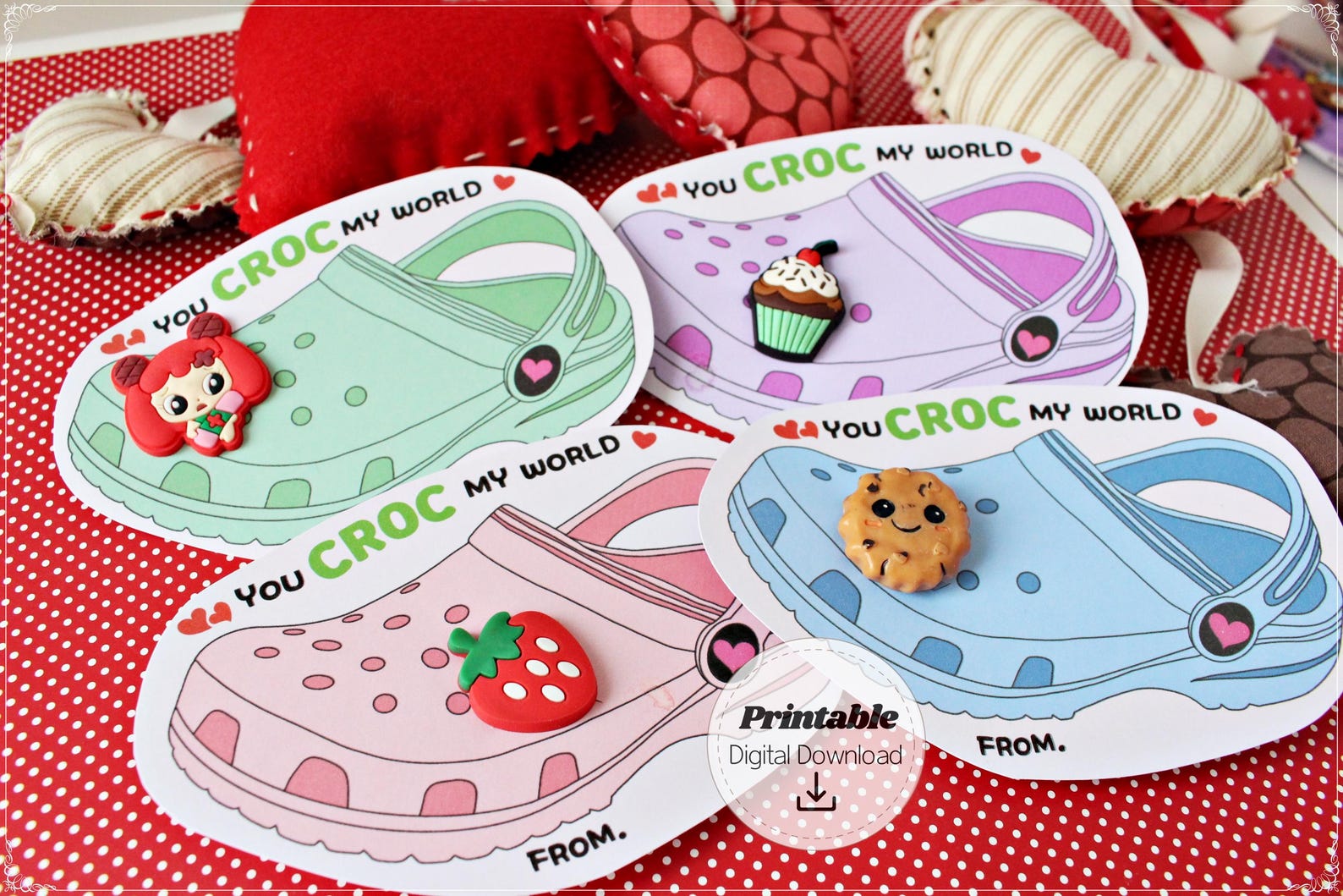Croc Valentine's Day Shoe Charm Classroom Valentines Day Printable ...