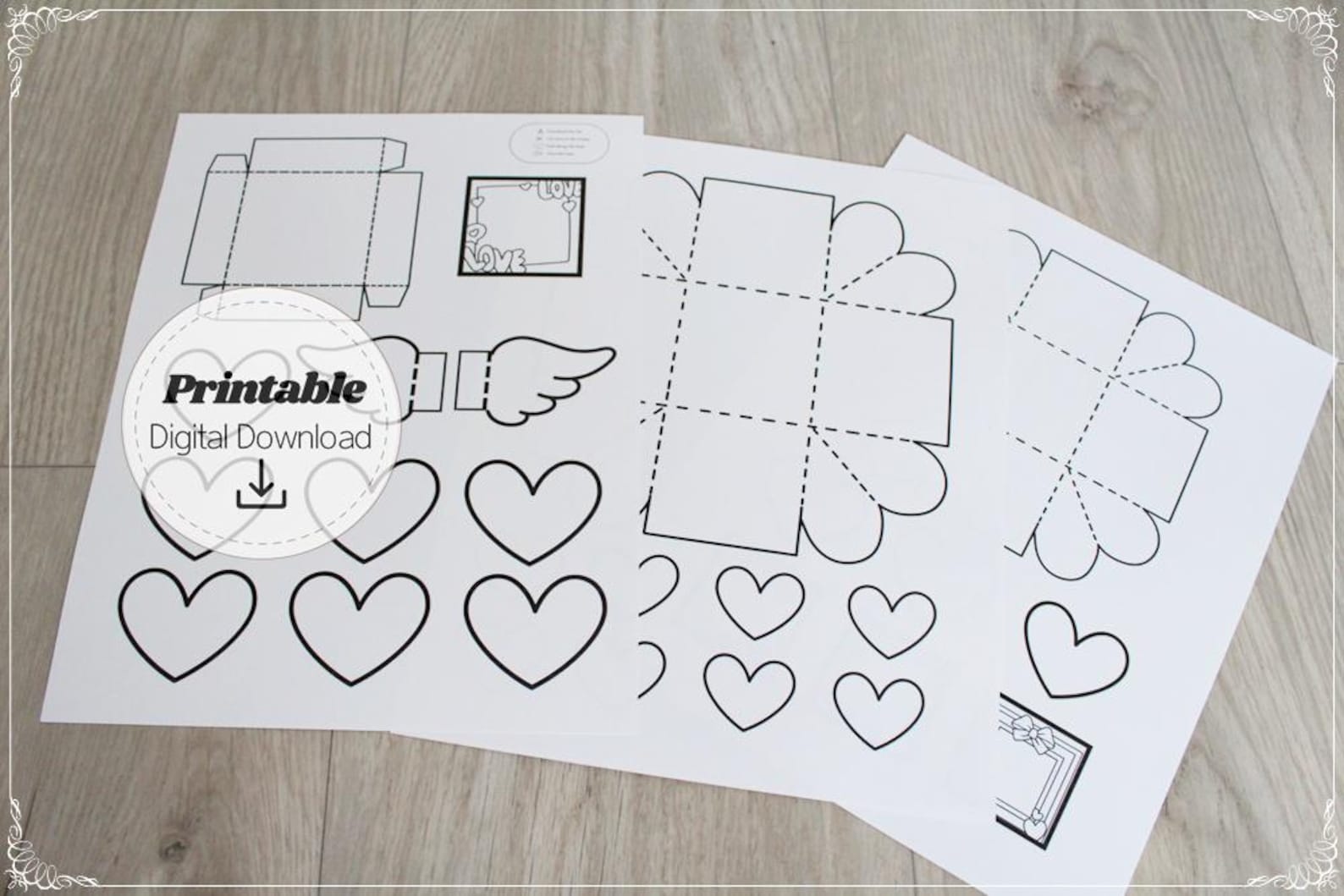 Heart Love Surprise Box Template DIY Heart Gift Box Card DIY 3D Paper ...