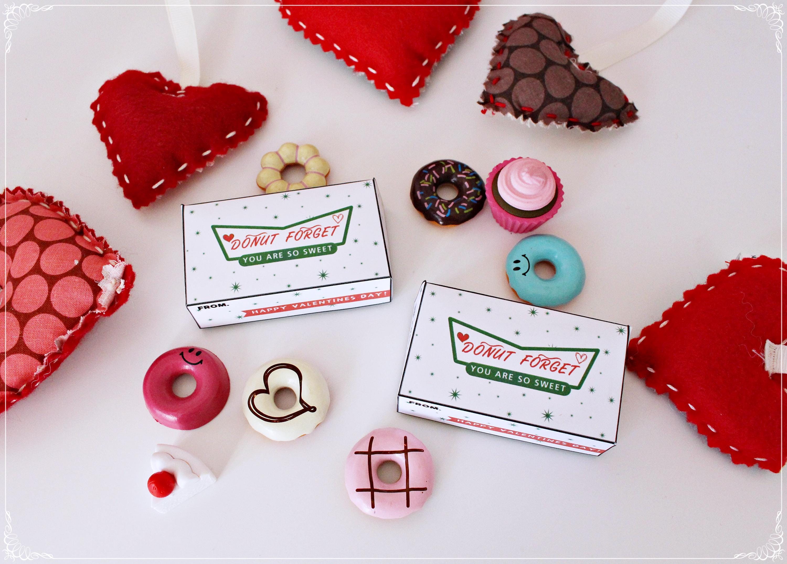 Valentine Donut Box Template, Printable Treat Box, Donut Forget You're ...