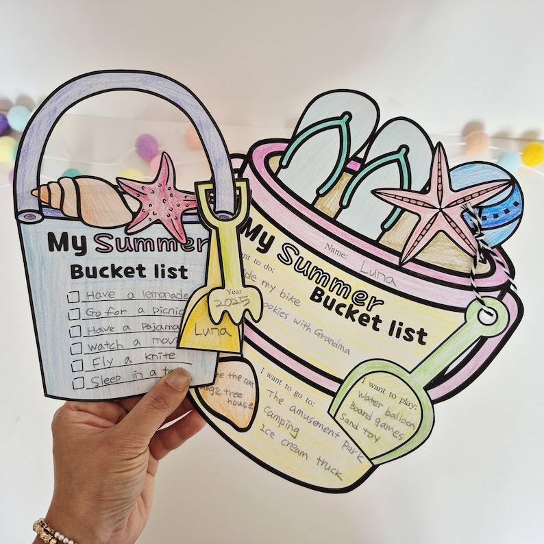 Summer Bucket List for Kids Printable End of Year Worksheet Summer ...