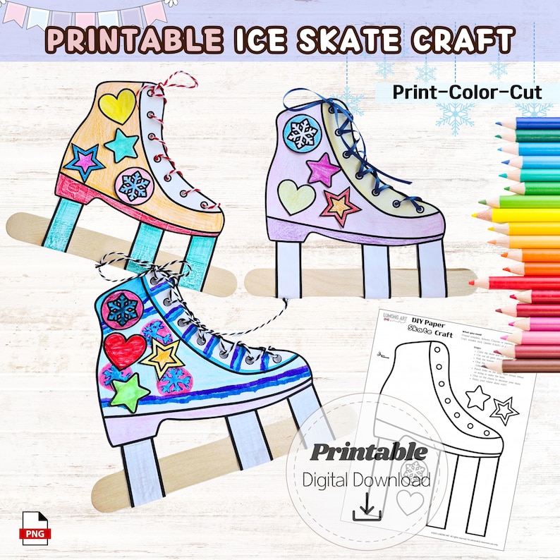 Printable Ice Skate Craft for Kids — Winter Paper Craft Template ...