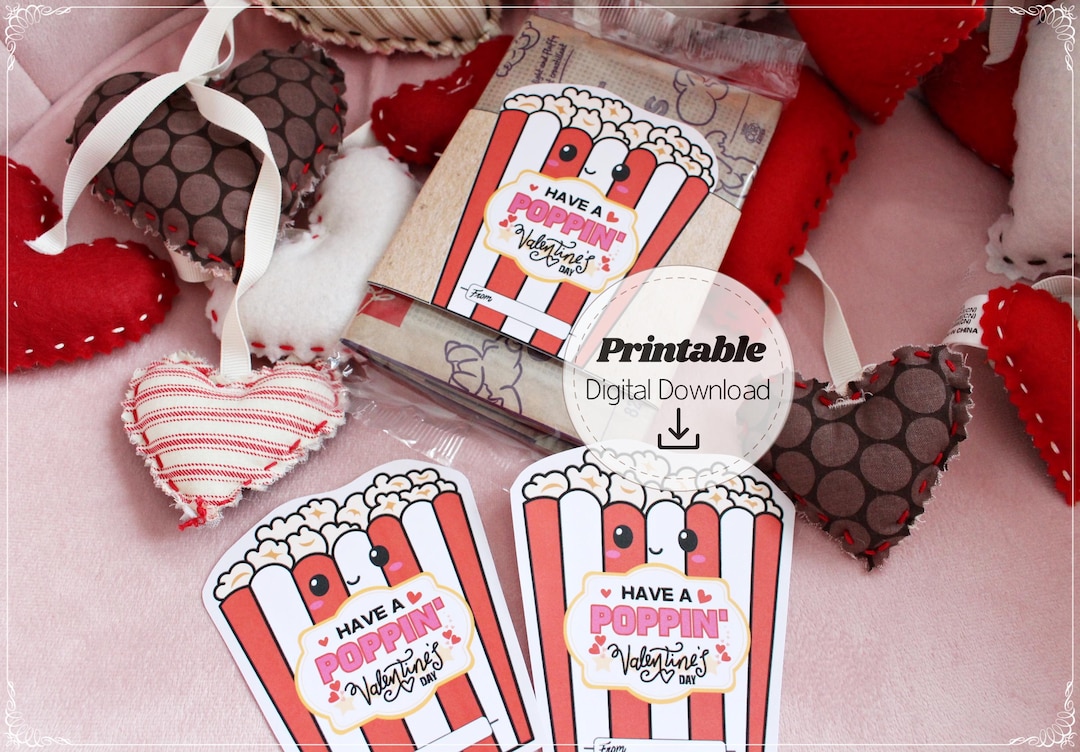 Have a Poppin' Valentine's Day Popcorn Wrapper & Tags, Kids Valentine ...
