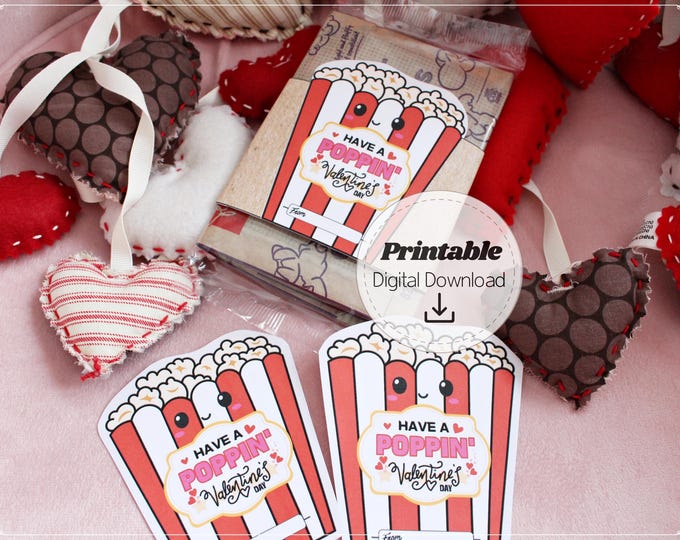 Have a Poppin' Valentine's Day Popcorn Wrapper & Tags, Kids Valentine ...