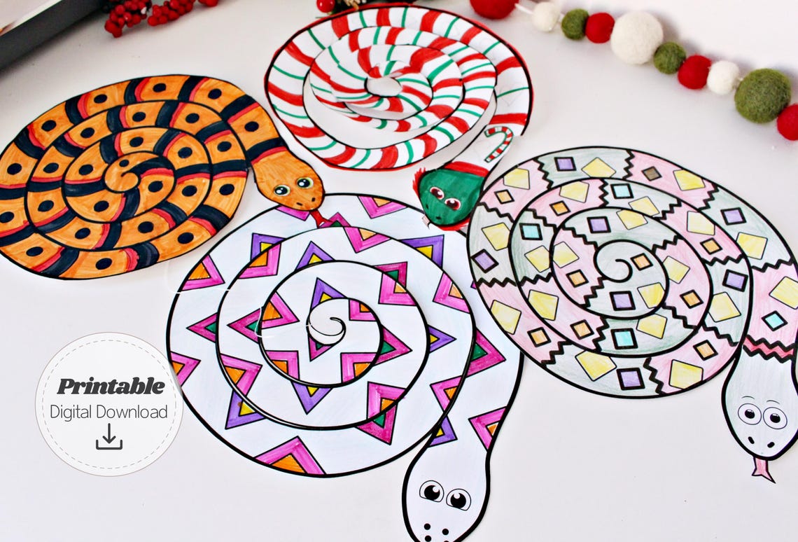 Build a Snake Paper Spiral Snake Printable DIY Paper Toy Kids Activity ...