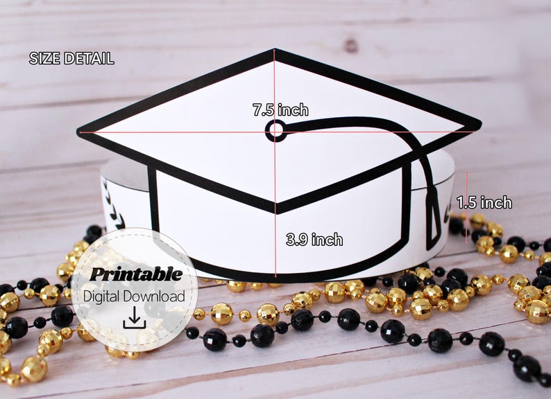 Graduation Cap Crown Printable DIY Graduation Party Hat Template Photo ...