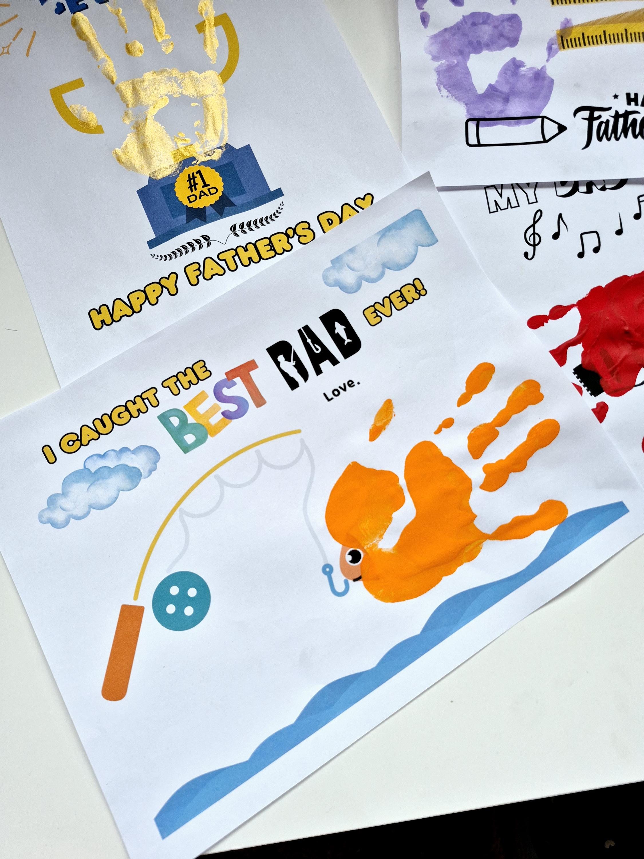 Father's Day Handprint Craft Printable Kids Dad Gift DIY Keepsake Cards ...