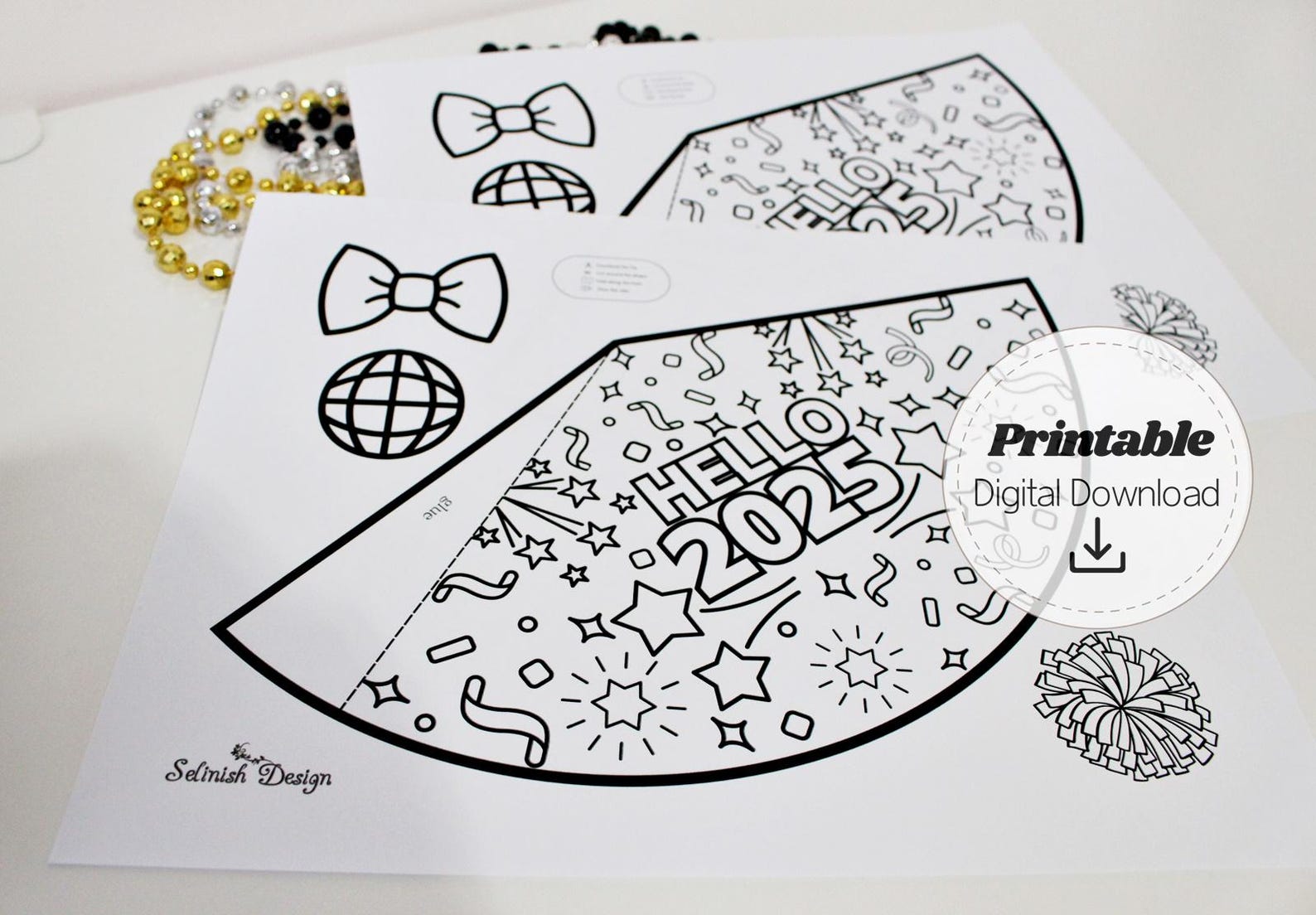 Printable New Year 2026 Cone Hat 'hello 2026' Easy Cutout Craft for ...