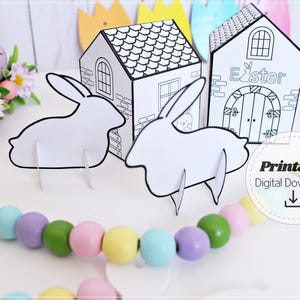 Easter Bunny House Template Printable 3D Paper Craft DIY Easter ...