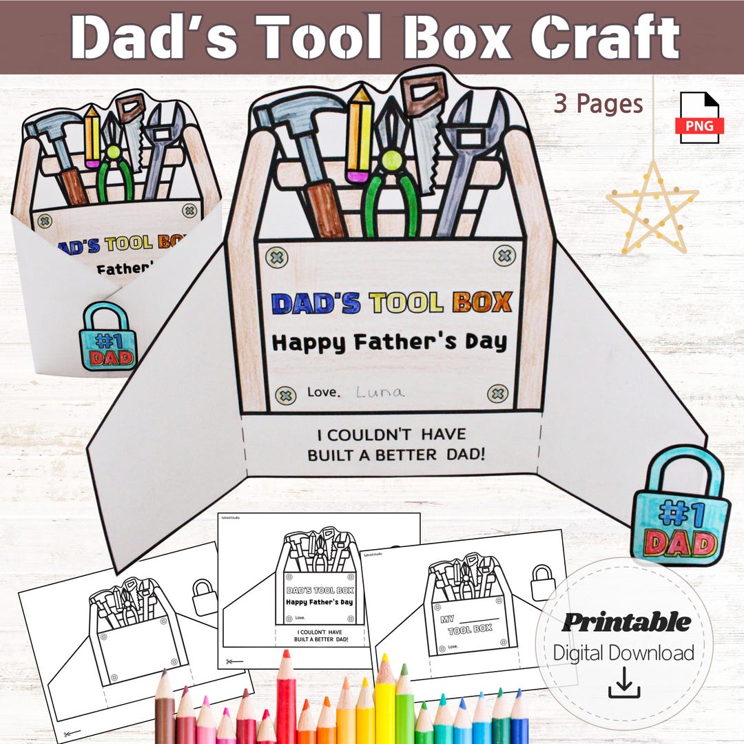 Father’s Day Toolbox Card Craft Printable DIY for Dad, I Couldn’t Have ...