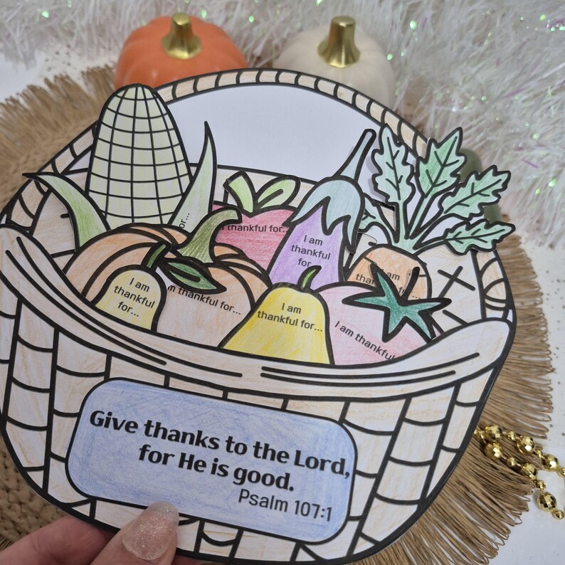 Give Thanks Bible Basket Craft | Printable Thanksgiving Bible Verse ...