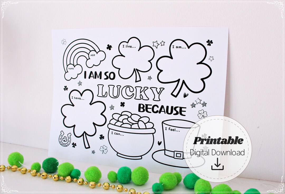 I Am Lucky Because.. Gratitude Worksheet Printable Kids St. Patrick's ...