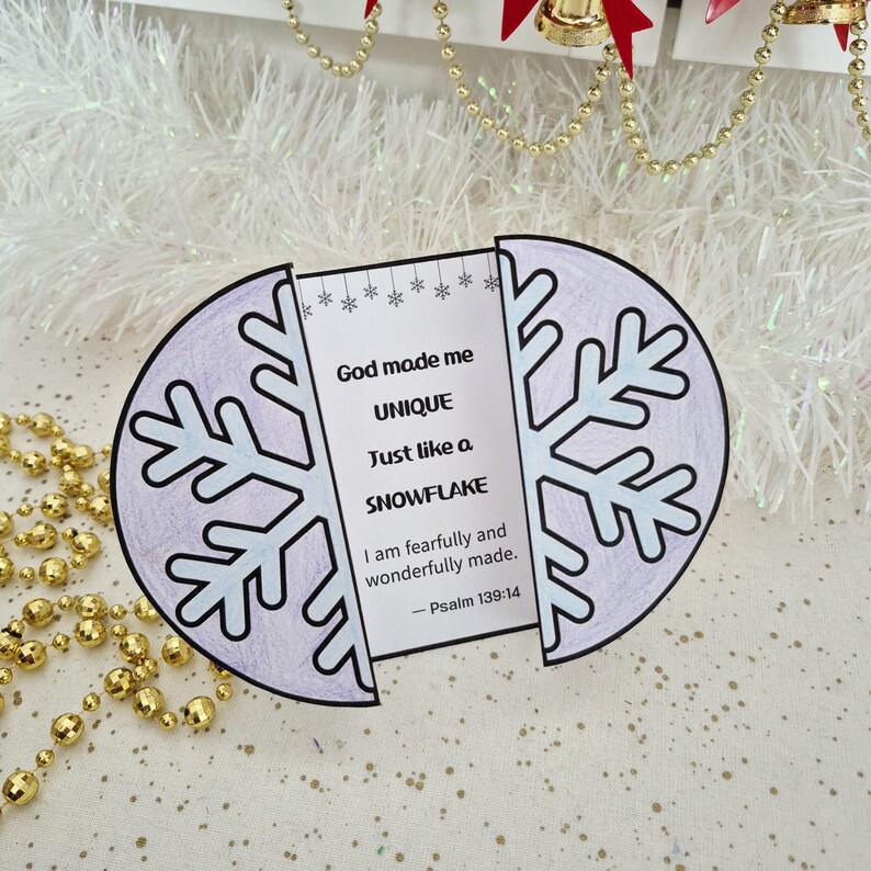 Bible Snowflake Card Craft, Psalm 139:14 Printable, God Made Me Unique ...