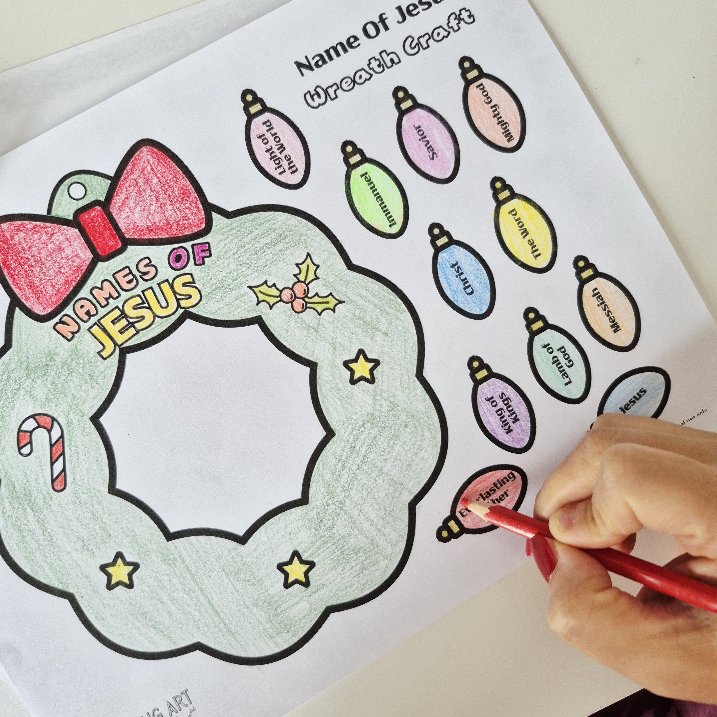 Names of Jesus Wreath Craft | Christmas Bible Printable for Kids ...
