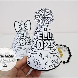 Printable New Year 2026 Cone Hat 'hello 2026' Easy Cutout Craft for ...