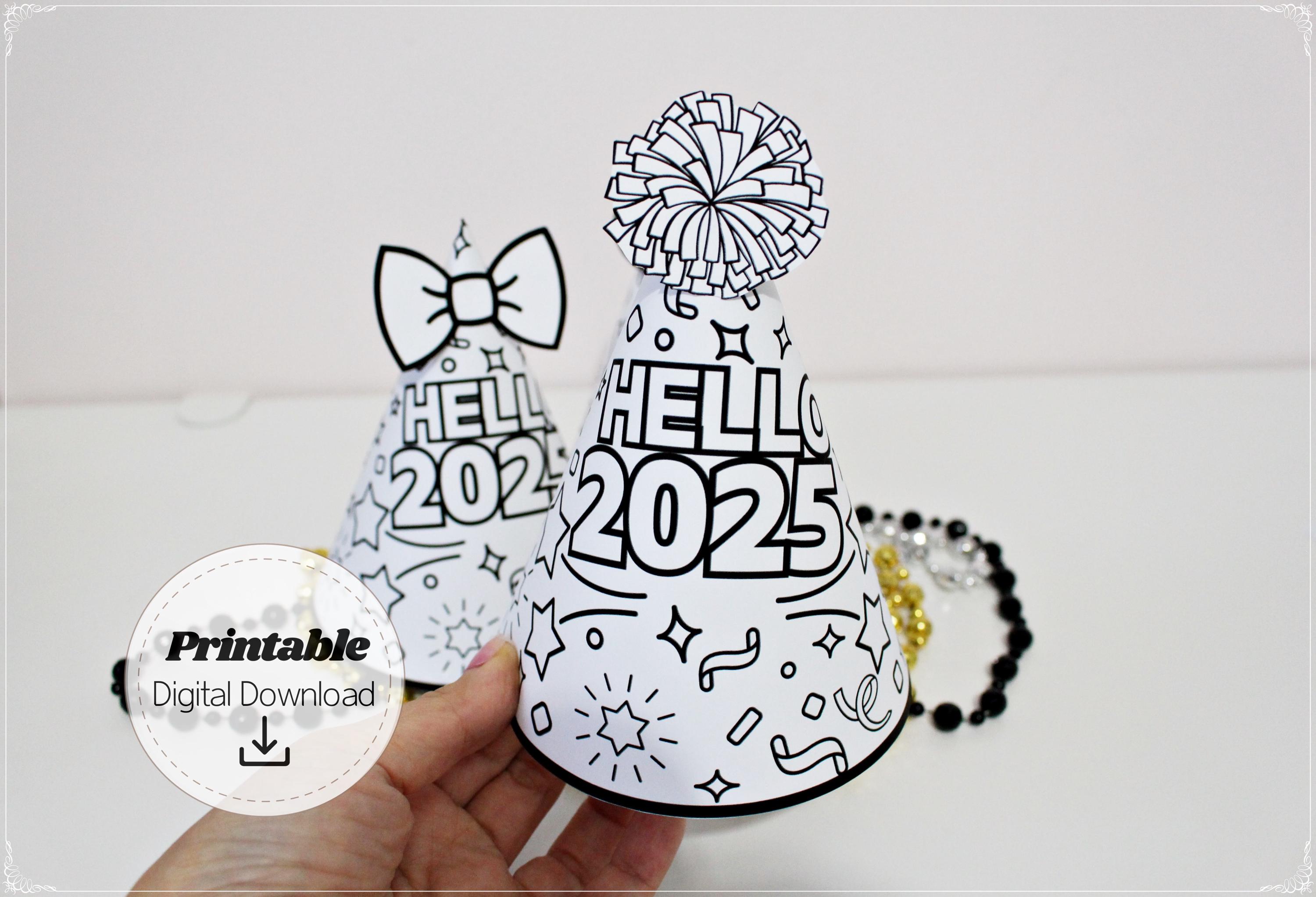 Printable New Year 2026 Cone Hat 'hello 2026' Easy Cutout Craft for ...