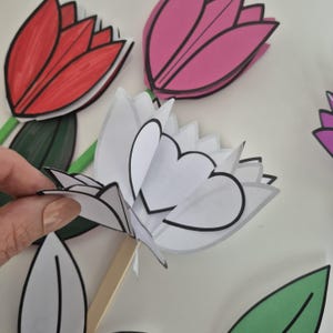 3D Tulip Card Craft Printable Spring Flower Template Mother's Day Card ...