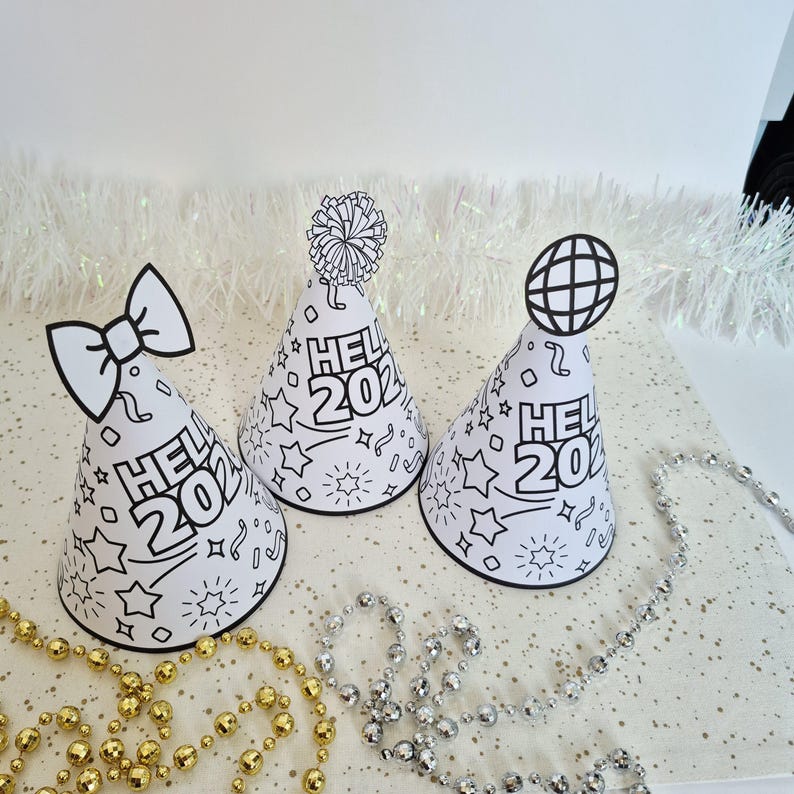Printable New Year 2026 Cone Hat 'hello 2026' Easy Cutout Craft for ...