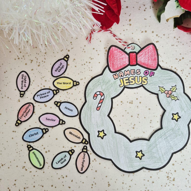Names of Jesus Wreath Craft | Christmas Bible Printable for Kids ...