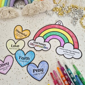 God’s Promise Rainbow Mobile Craft Printable Christian Coloring ...