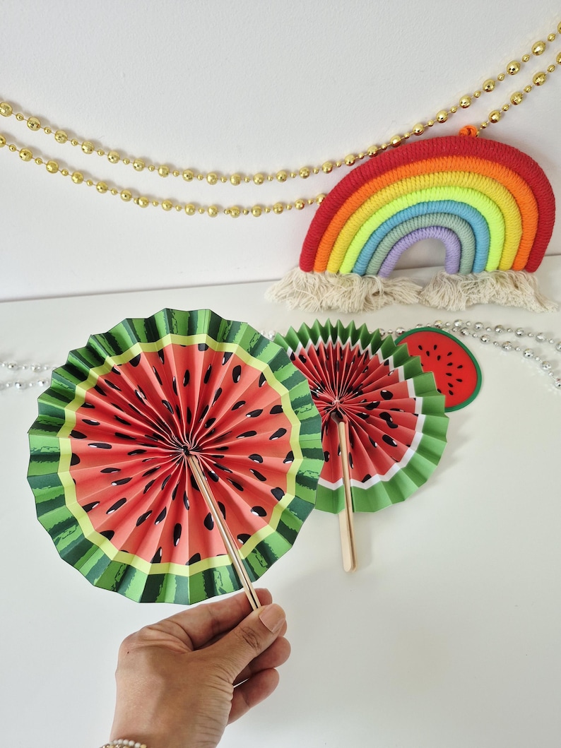 Watermelon Fan Craft Printable Summer Paper Fan Template Kids Summer ...