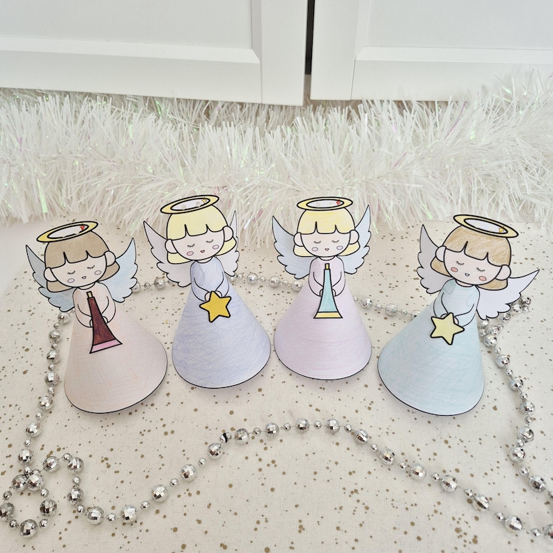 3D Angel Garland Craft Printable | Paper Angel Template for Kids ...
