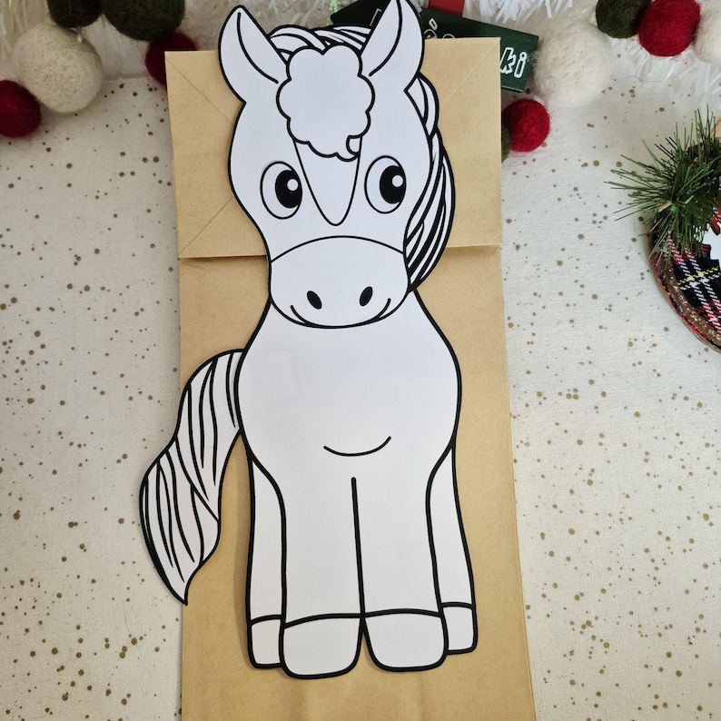 Paper Bag Horse Craft Printable, 2026 Year of the Horse Paper Bag ...